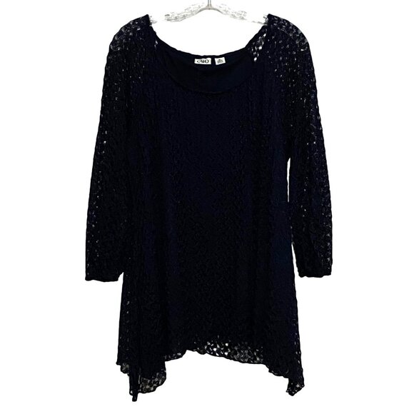 Cato | Tops | Cato Lace Overlay Tunic Top Xl Navy Blue Dark Feminine ...